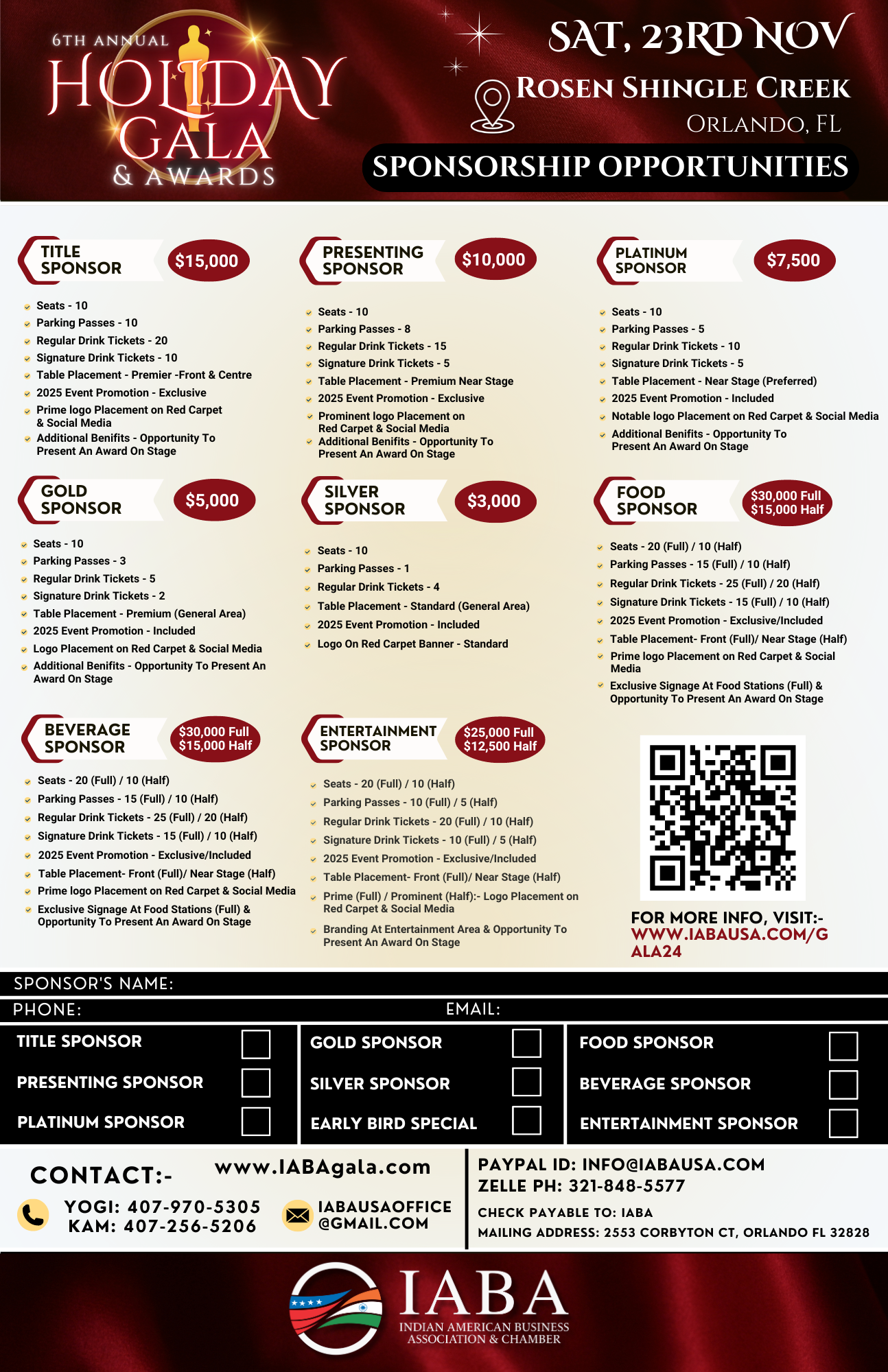 IABA 6th Annual Holiday Gala & Awards 2024- Sat, 23rd Nov
